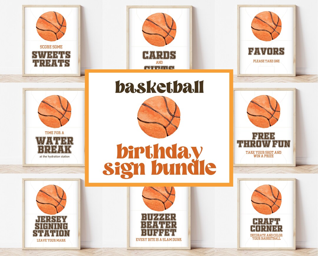 Editable Basketball Birthday Sign Bundle, Basketball Birthday Sign Pack ...