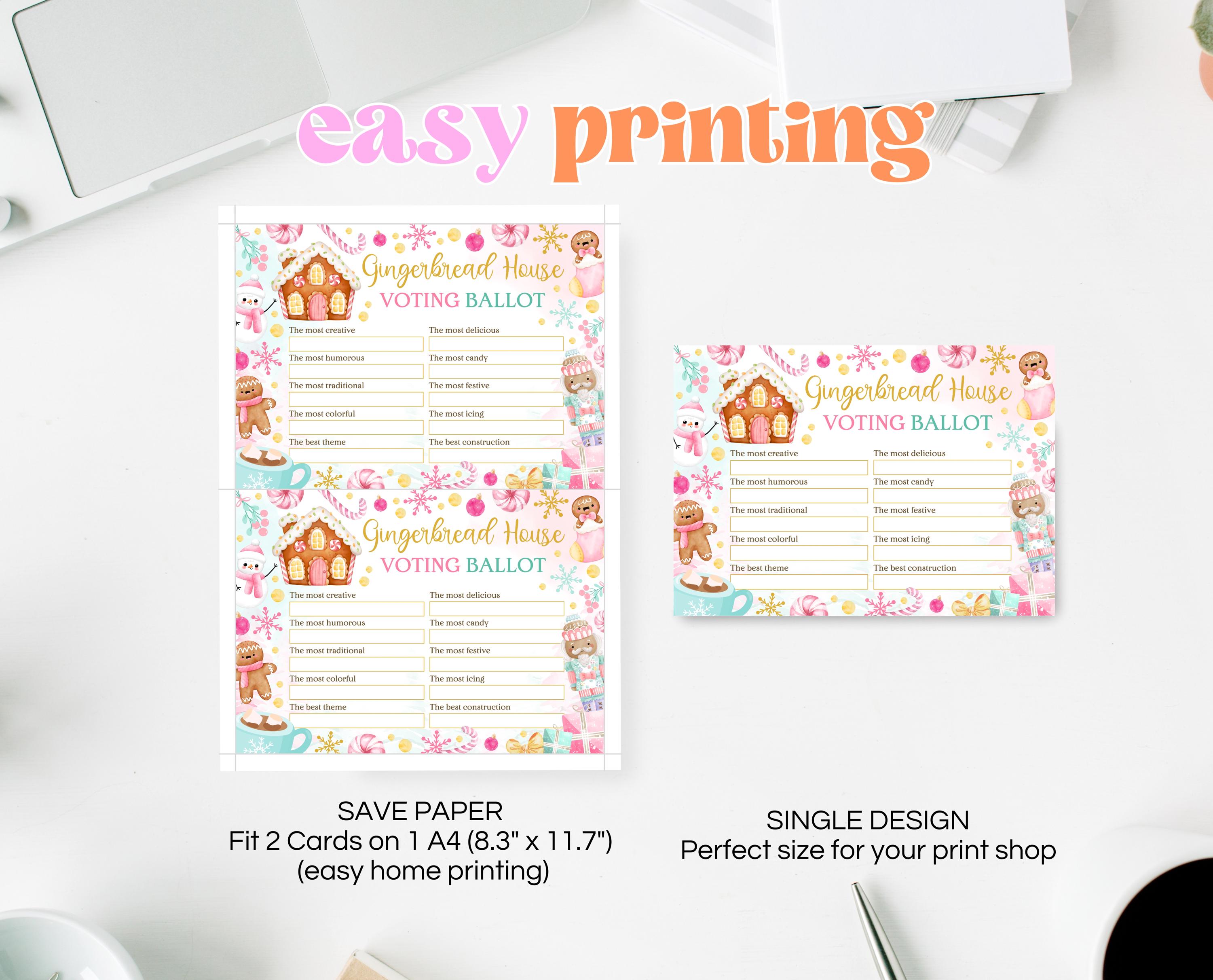 Editable Gingerbread House Voting Cards, Pink Christmas Gingerbread ...