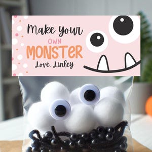 Editable Build A Monster Bag Topper, Build A Monster Favor Tag, Trick ...