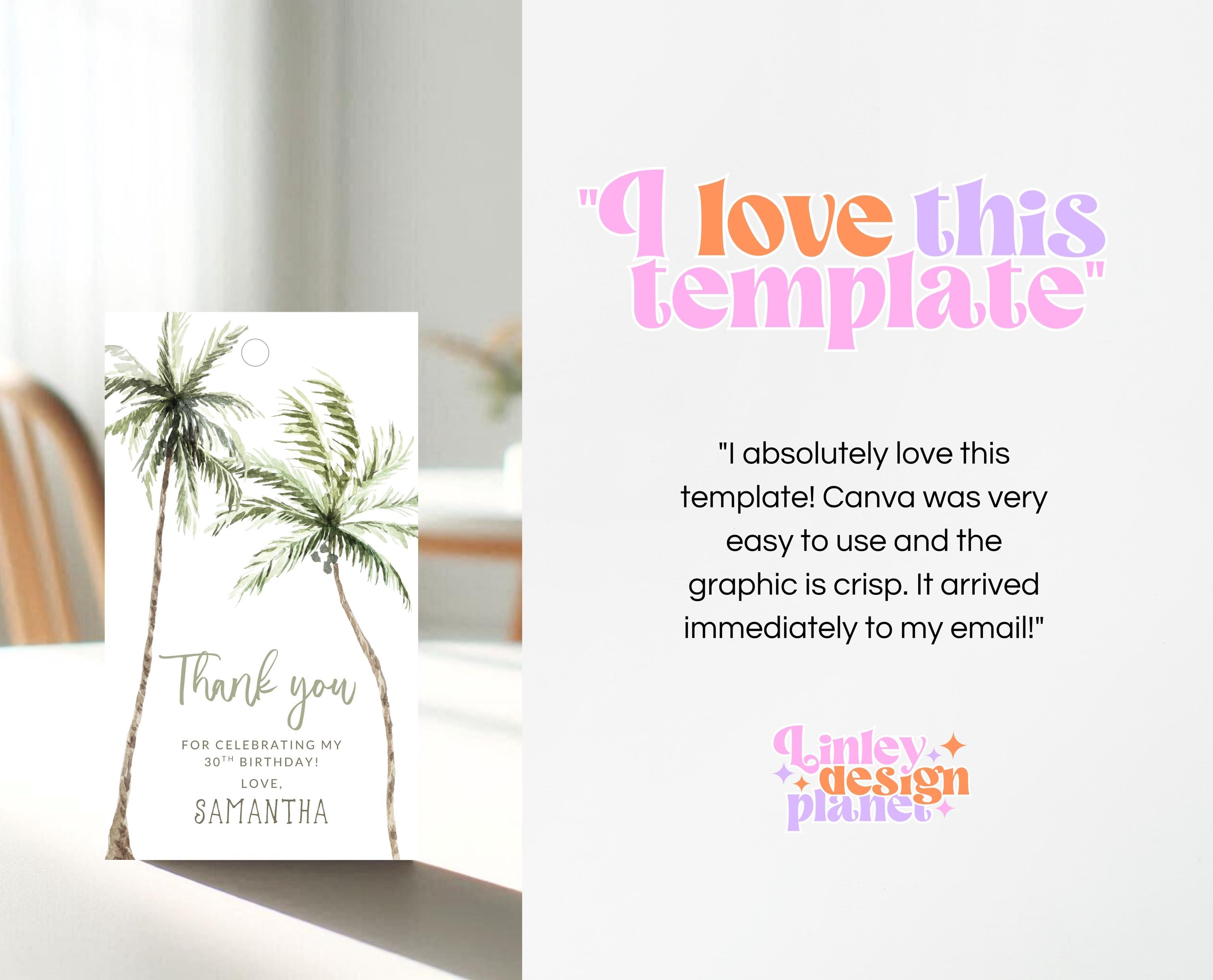 Tropical Palm Party Favor Tags: Beach Birthday Printable (canva ...