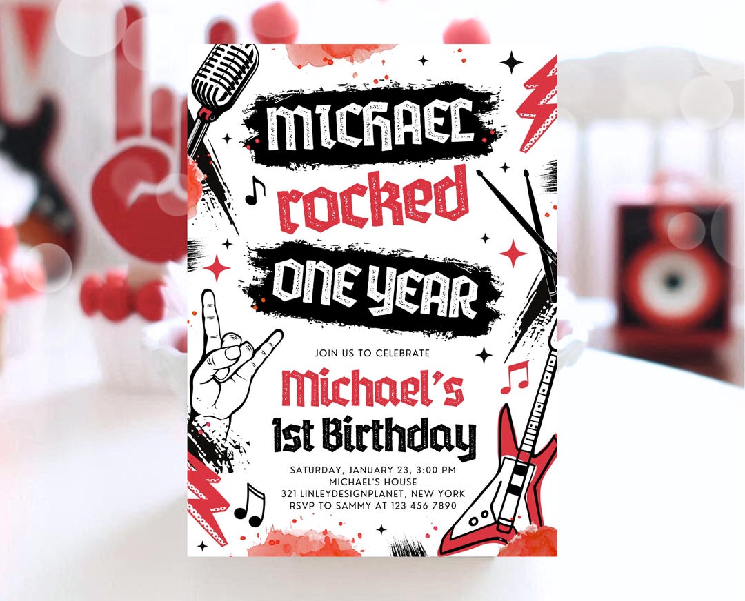 Editable Rock and Roll Birthday Invitation, Boy Rock and Roll Party ...
