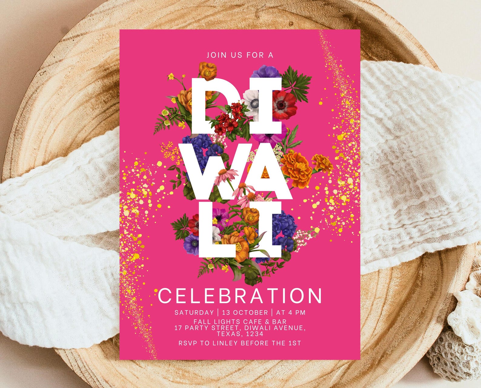 Editable Diwali Celebration Invitation, Diwali Party Invitation, Hindu ...