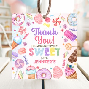 Editable Sweets Candy Thank You Favor Tags Template, Sweet Candy ...