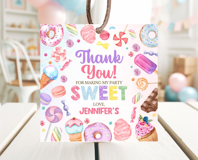 Editable Sweets Candy Thank You Favor Tags Template, Sweet Candy ...