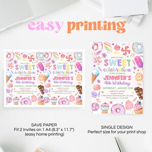 Editable Sweets Candy Invitation Template, Sweet Candy Birthday ...