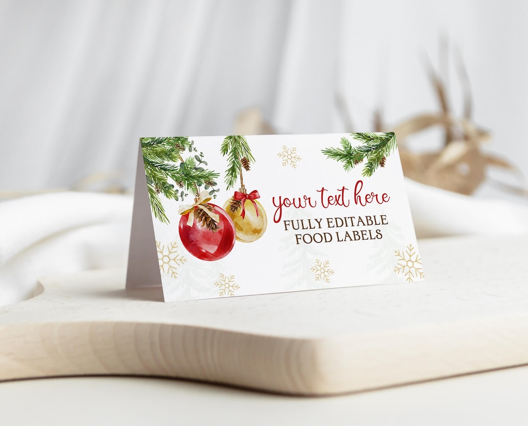 Editable Christmas Food Label Tent Cards Template, Baby Shower Table ...