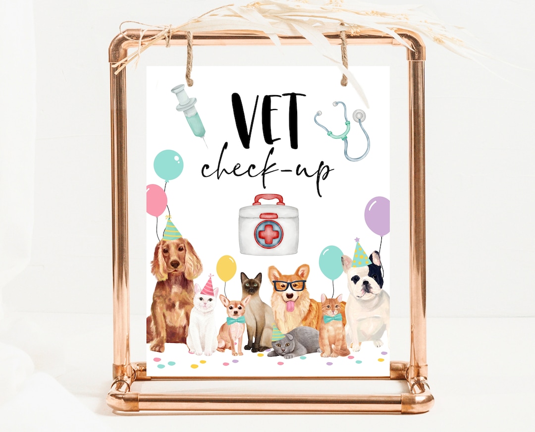 Vet Check-up Sign Dog and Cat Birthday, Kitten and Puppy Birthday Sign ...
