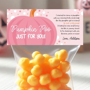 Editable Pumpkin Poop Bag Topper, Halloween Favor Tag, Trick or Treat ...