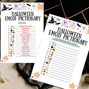 Halloween Emoji Pictionary Game Template, Halloween Emoji Game ...