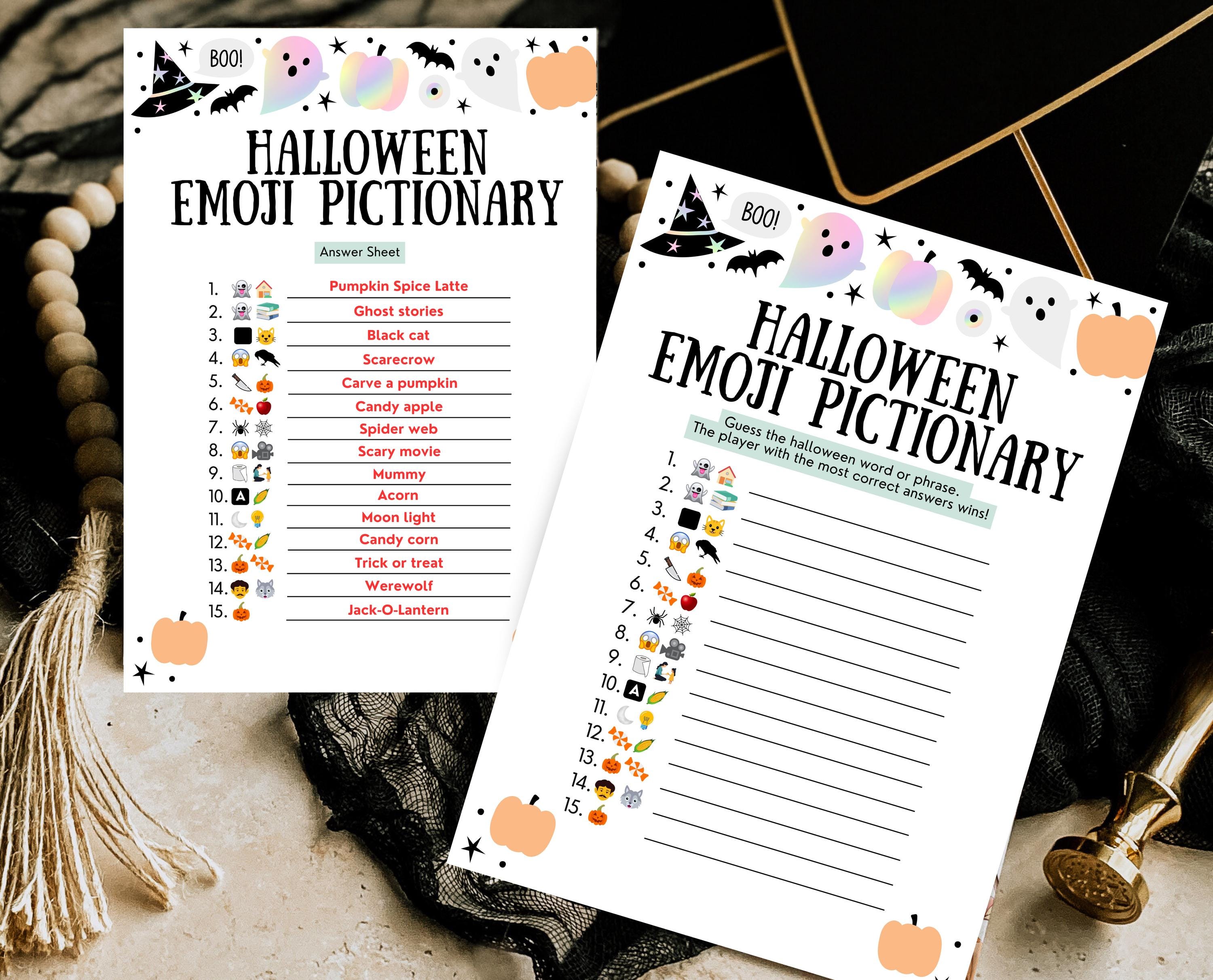 Halloween Emoji Pictionary Game Template, Halloween Emoji Game ...