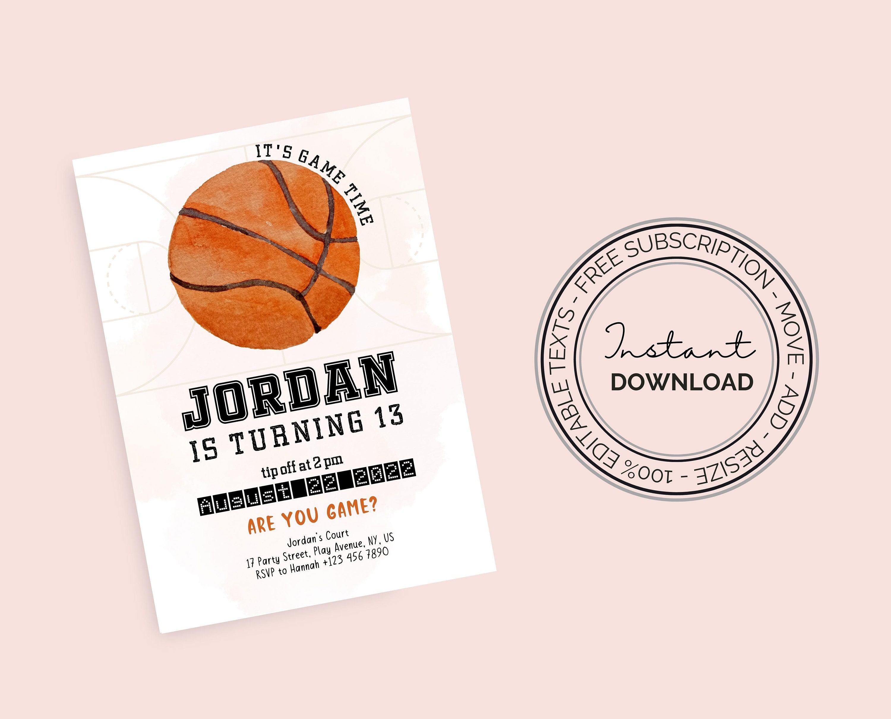 Editable Basketball Birthday Invitation Basketball Invitation - Etsy