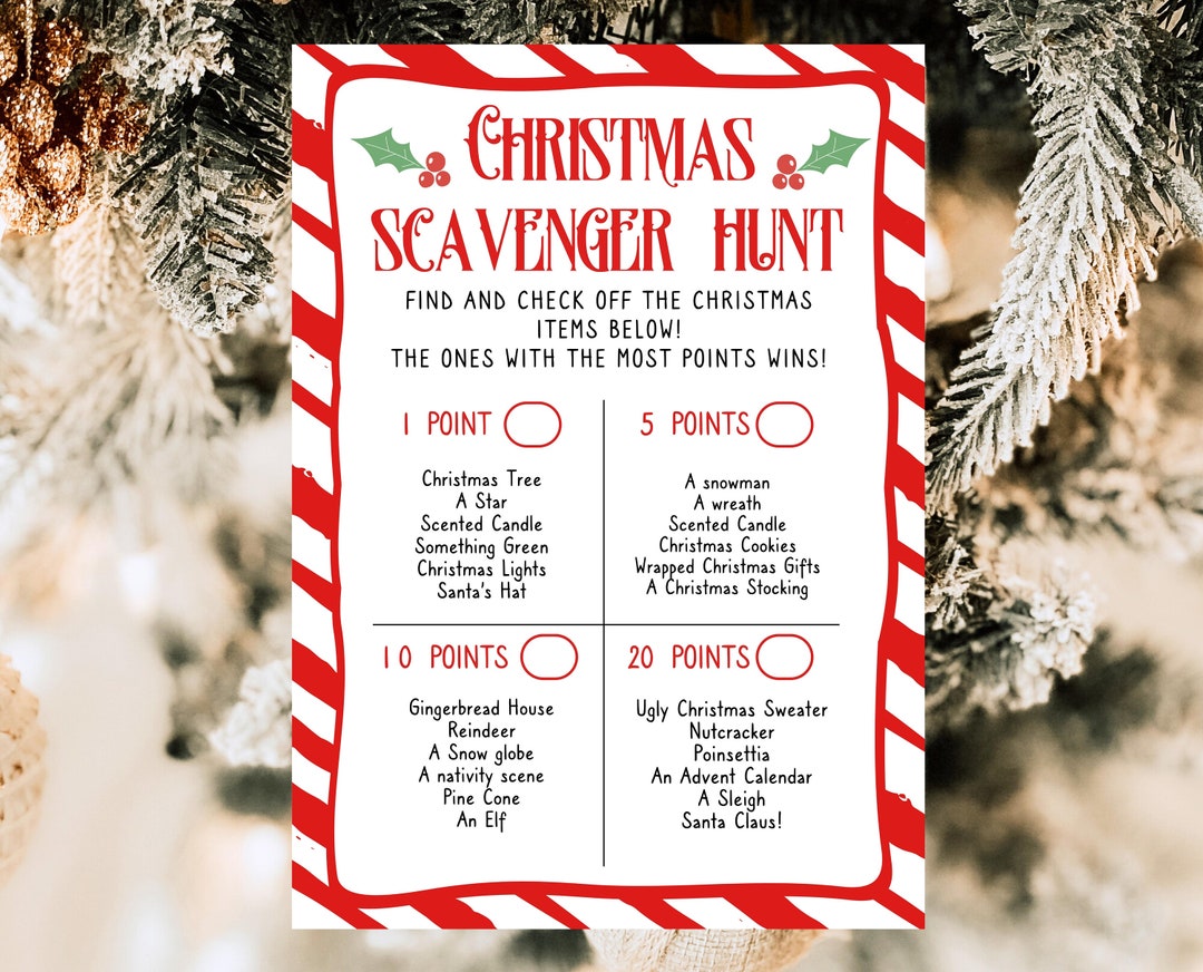 Christmas Scavenger Hunt Game Template, Printable Christmas Party Games ...