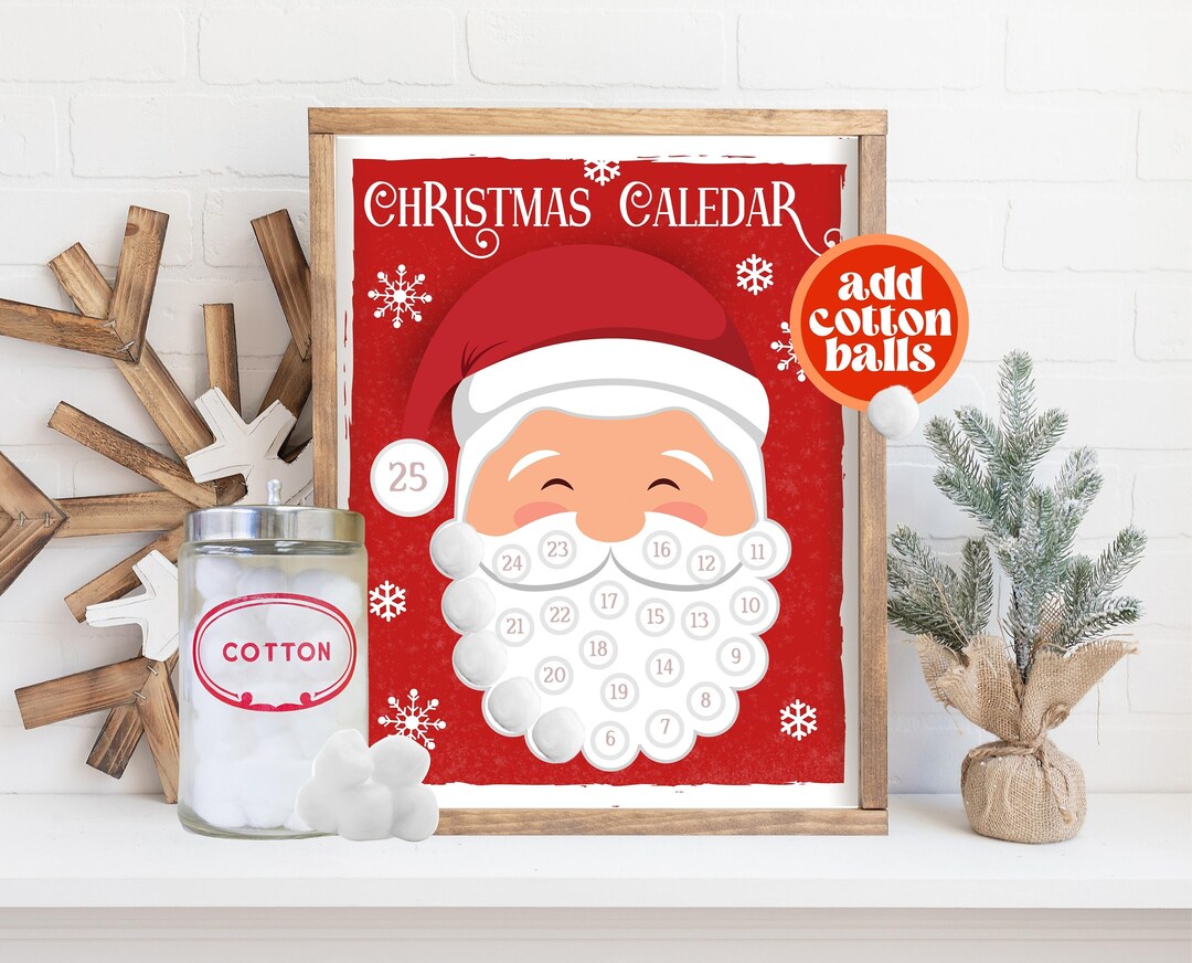 Printable Santa Christmas Countdown Calendar: Kids Advent Sign (digital ...
