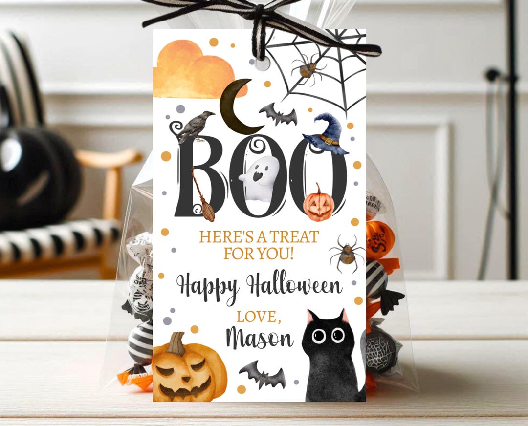 Editable Halloween Favor Tag Template, Halloween Thank You Tag ...