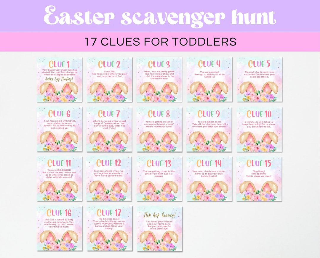 Editable Easter Hunt Cards for Kids, Easter Scavenger Hunt Clues ...