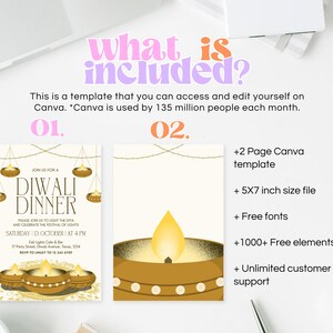 Editable Diwali Dinner Invitation, Gold Diwali Party Invitation, Hindu ...