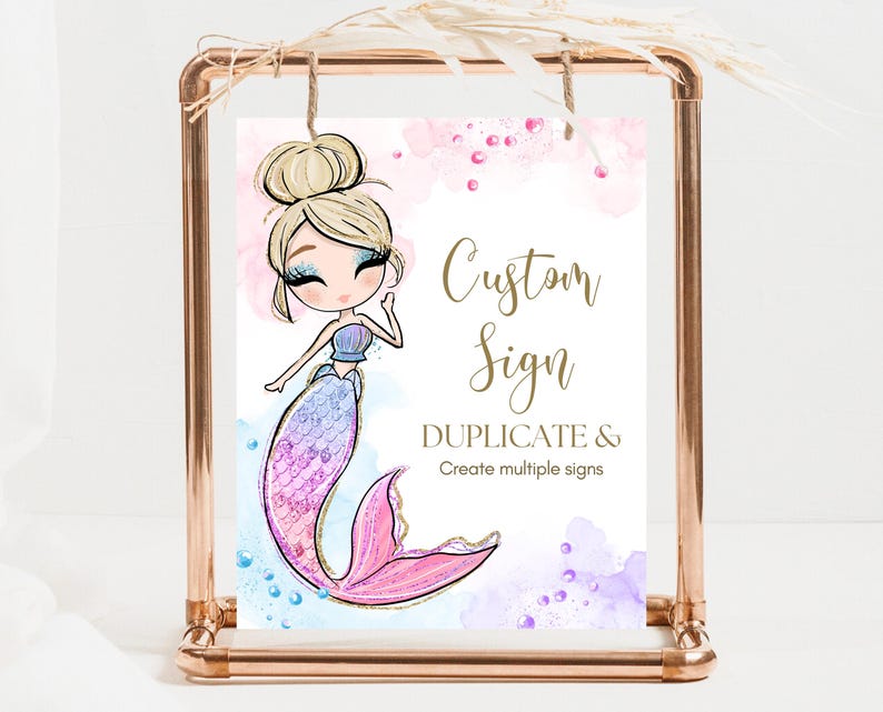 Editable Mermaid Birthday Sign: Under the Sea Party (digital Download ...