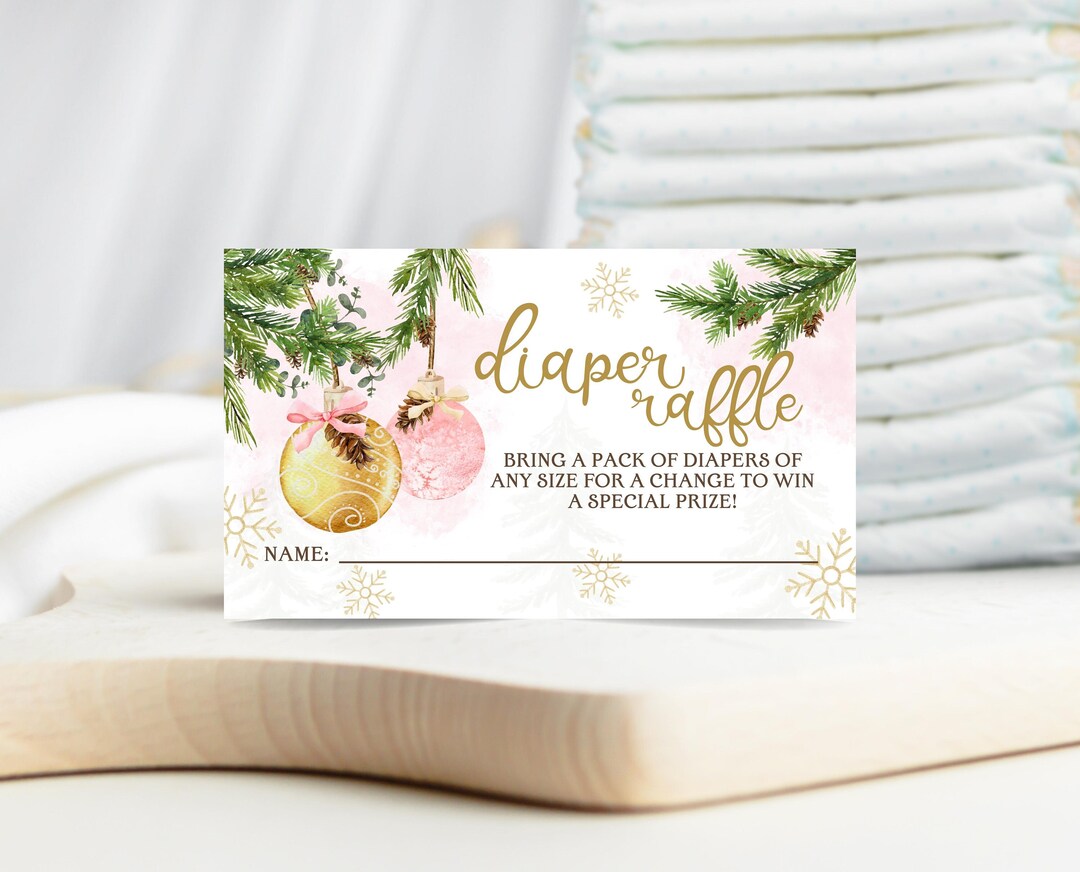 Editable Christmas Baby Shower Diaper Raffle Ticket Template - Etsy