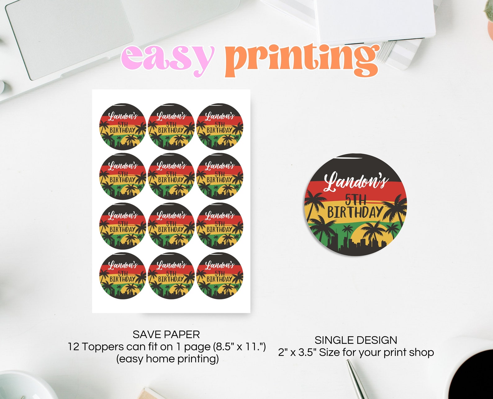 Editable Reggae Birthday Cupcake Toppers, Reggae 1st Birthday, Jamaican ...