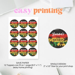 Editable Reggae Birthday Cupcake Toppers, Reggae 1st Birthday, Jamaican ...