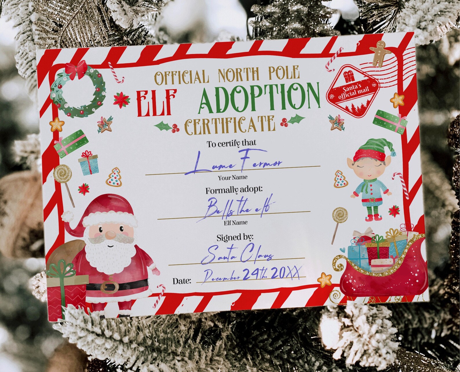 Editable Elf Adoption Certificate Adopt an Elf Letter Christmas Elf ...