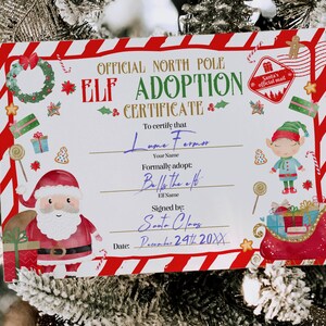 Editable Elf Adoption Certificate Adopt an Elf Letter Christmas Elf ...
