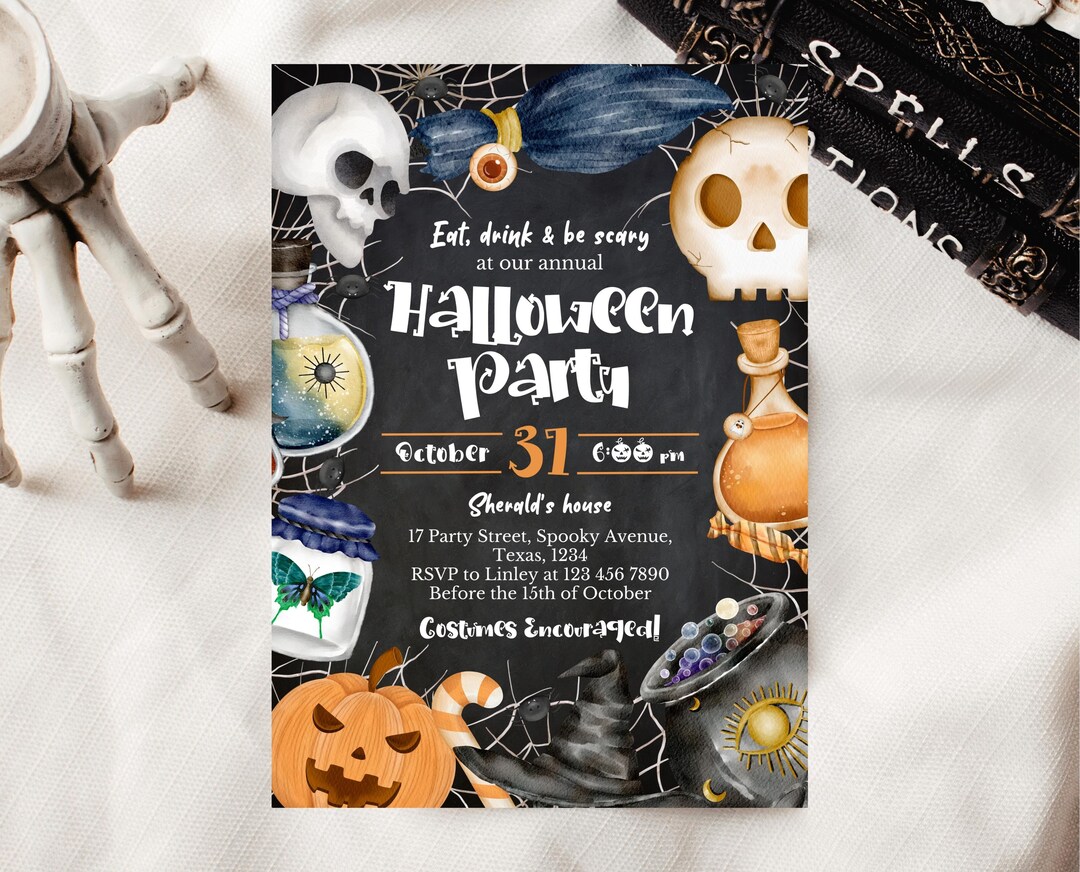 Editable Halloween Invitation, Spooky Halloween Party Invite, Printable ...