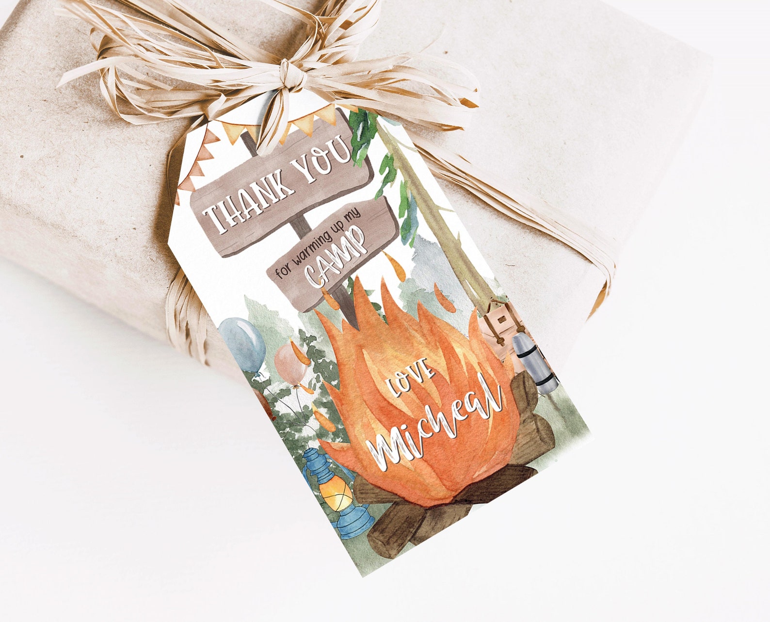 Editable Camp Party Favor Tag Boy Camp Out Birthday Thank You - Etsy