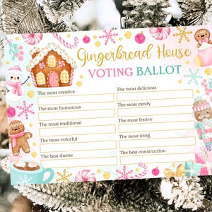 Editable Gingerbread House Voting Bundle, Pink Christmas Gingerbread ...
