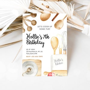 Editable Cooking Party Birthday Invitation, Baking Cooking Party, Chef ...