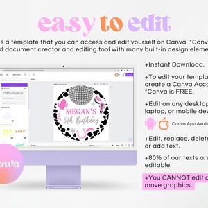 Editable Disco Cowgirl Birthday Cupcake Toppers, Pink Disco Cowgirl ...