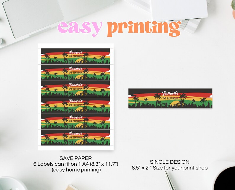 Editable Reggae Birthday Water Bottle Label, Reggae 1st Birthday Labels ...