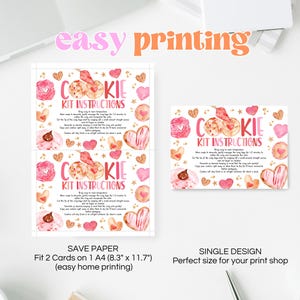 Editable Valentine Cookie Kit Instructions Card, Decorate Your Own ...