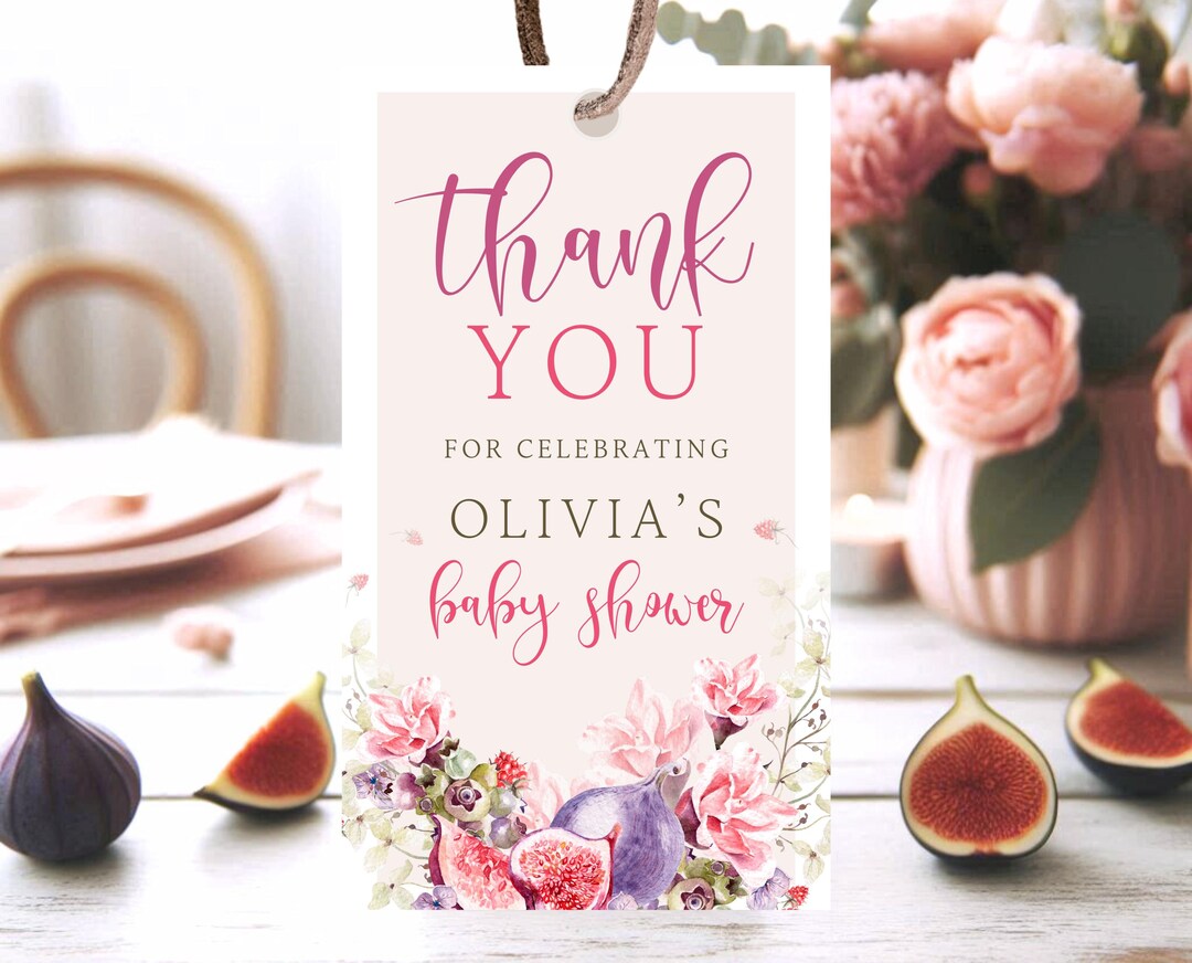Editable Floral Figs Baby Shower Favor Tag: Boho Fruit Flowers (instant ...