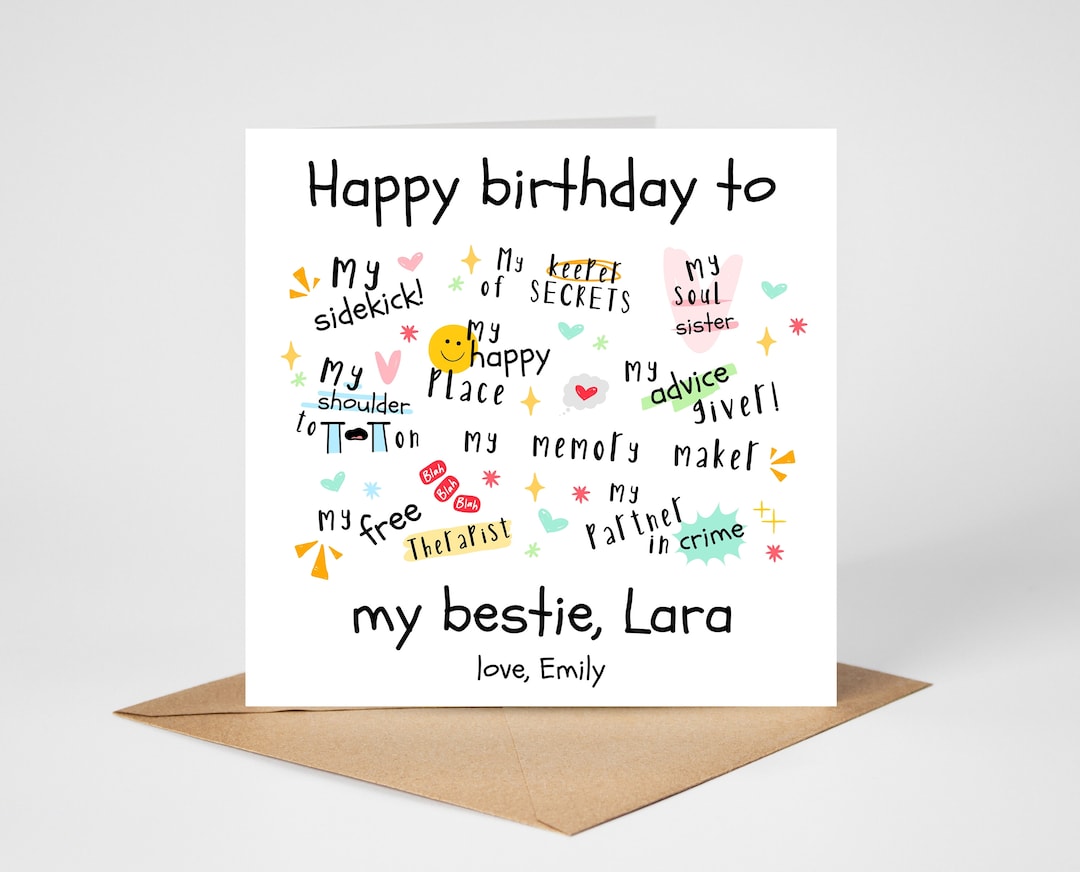 Editable Best Friend Birthday Card, My Bestie Birthday Card, My ...