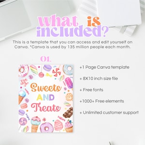 Sweets and Treats Sign Candy Land Birthday, Pink Sweet Candy Birthday ...