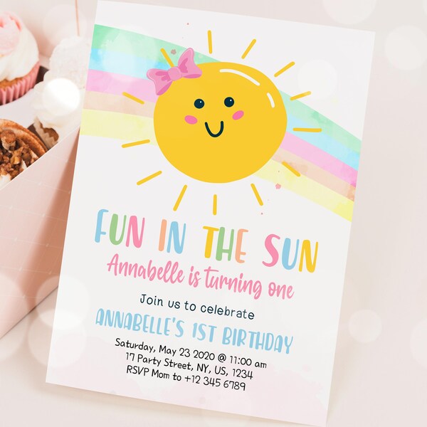 One Around the Sun Birthday Invitation - Etsy