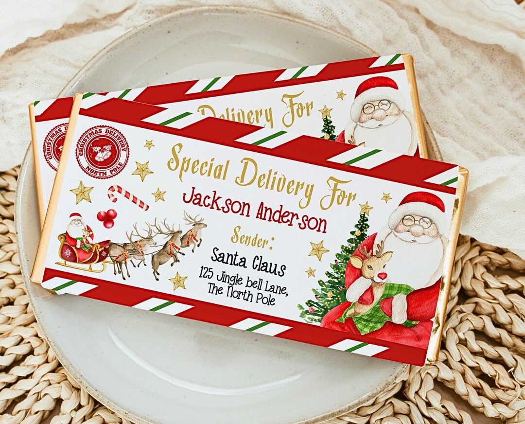 Editable Christmas Candy Bar Wrapper Template, Christmas Chocolate ...