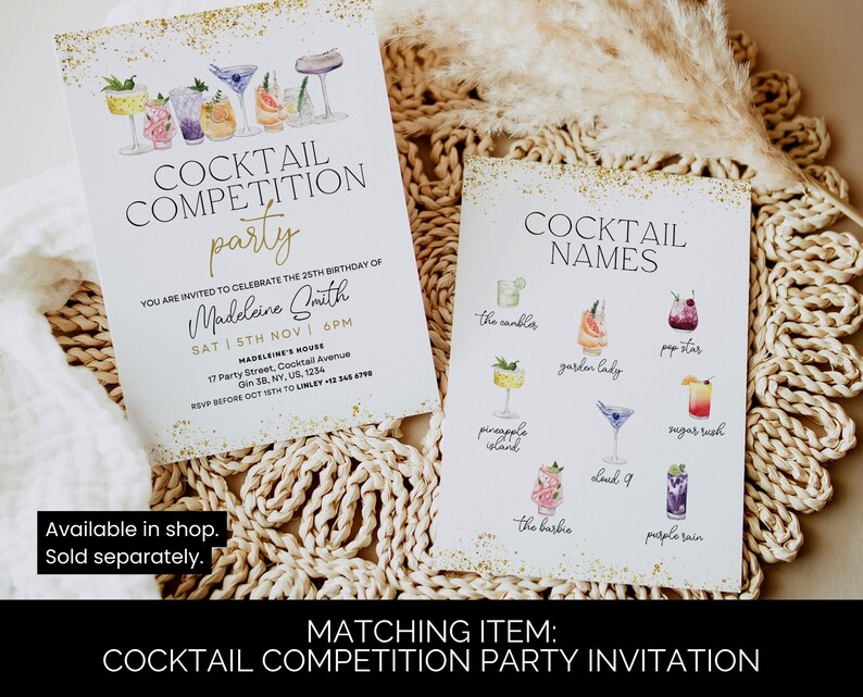 Cocktail Competition Voting Card New Year's Cocktail - Etsy
