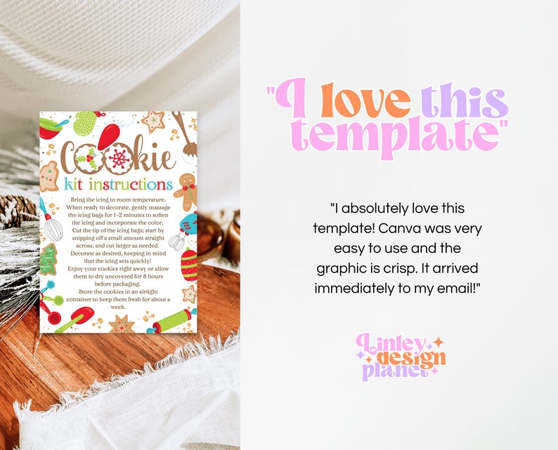 Editable Christmas Cookie Instructions Card Template, Editable Cookie ...