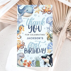 Editable Sea Animals Birthday Favor Tag: Ocean Theme (digital Download ...