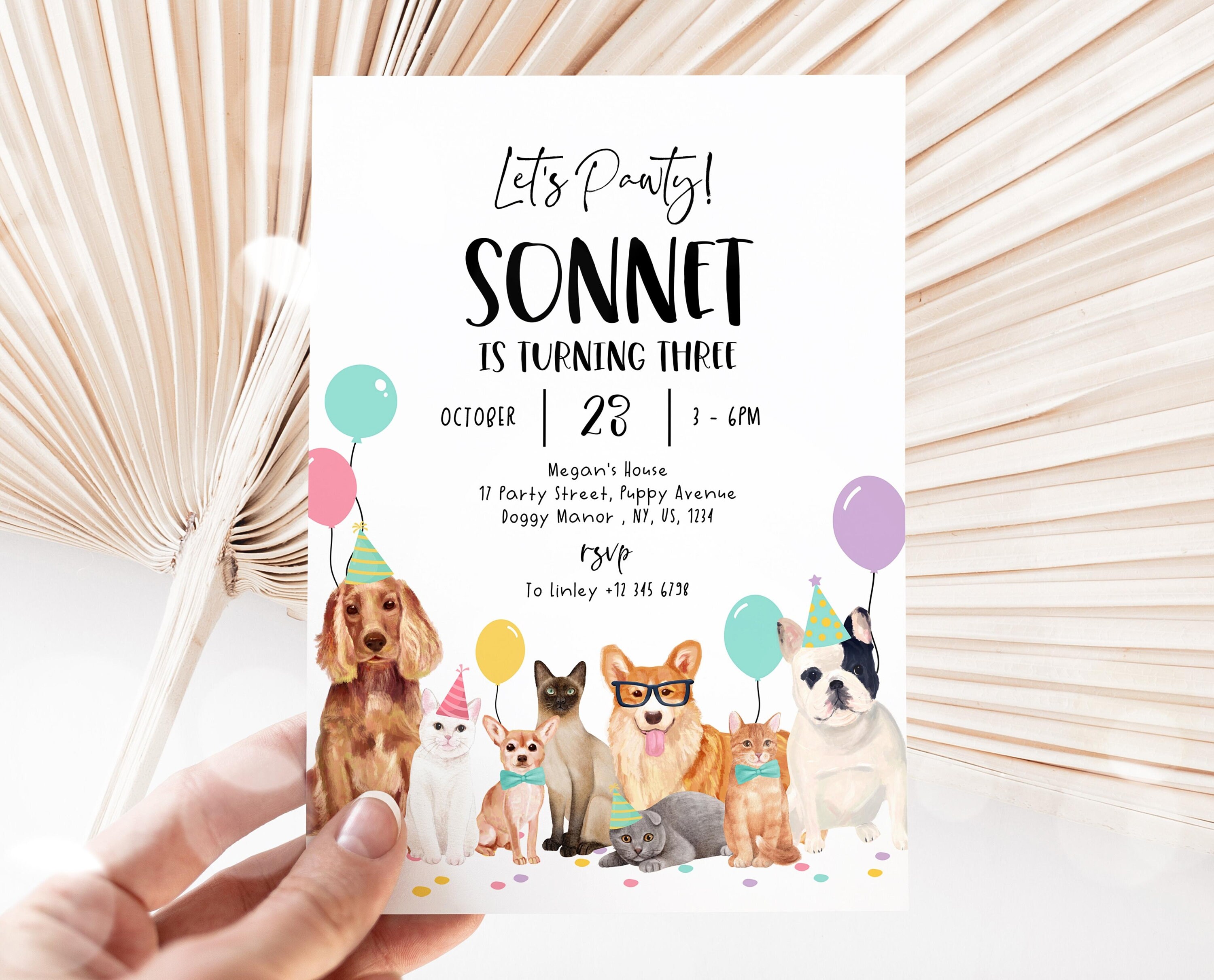 Editable Dog and Cat Birthday Party Invitation Puppy Birthday - Etsy ...