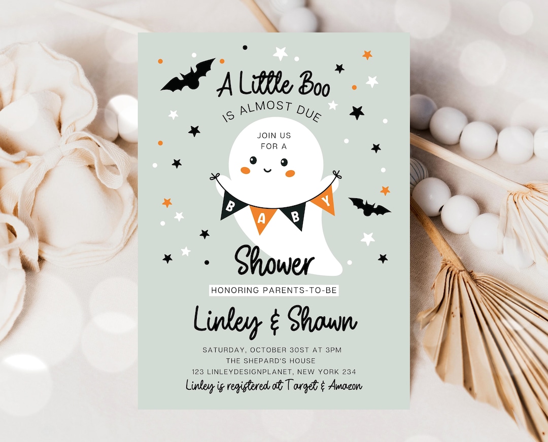 Editable Spooky Halloween Baby Shower Invitation A Little Boo - Etsy