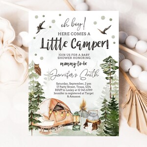 Editable Camping Baby Shower Invitation Little Camper Baby - Etsy