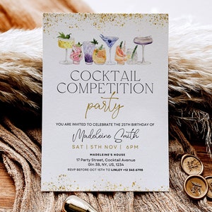 Editable Cocktail Competition Birthday Invitation, New Years Cocktail ...