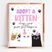Editable Adopt A Kitten Birthday Sign, Cat Birthday Table Sign, Party ...
