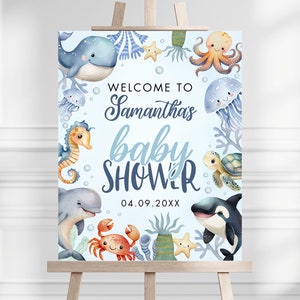 Editable Boy Under the Sea Baby Shower Welcome Sign, Ocean Baby Shower ...