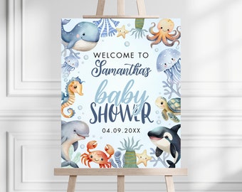Editable Boy Under the Sea Baby Shower Welcome Sign, Ocean Baby Shower ...