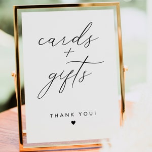 Minimalist Cards and Gifts Sign Template, Simple Gift Table Sign ...