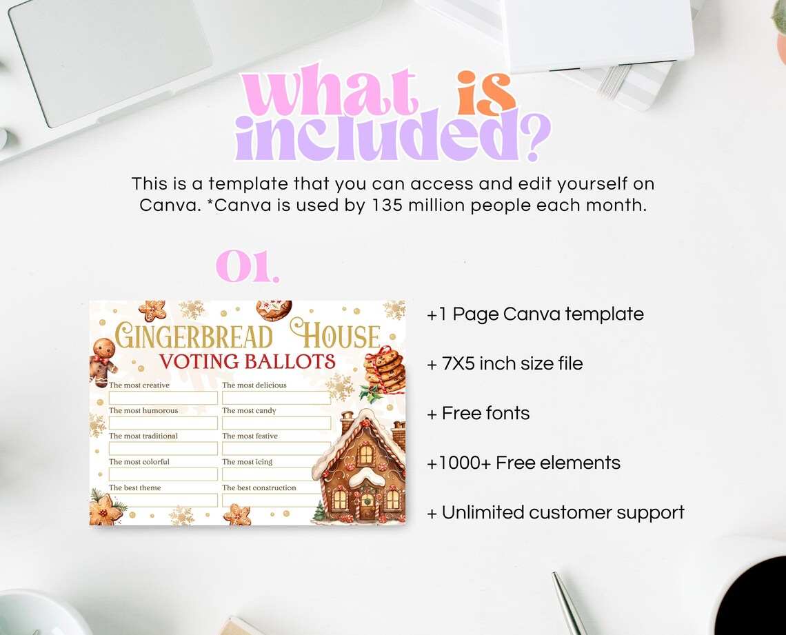 Editable Gingerbread House Voting Ballot, Voting Card, Red Christmas ...